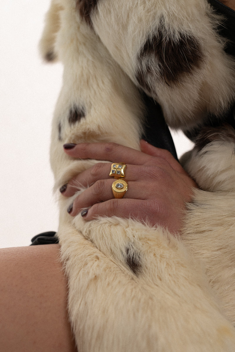 Gold Plated Riley Ring Oval Gem Statement Signet Legacy Mountain Moon ...